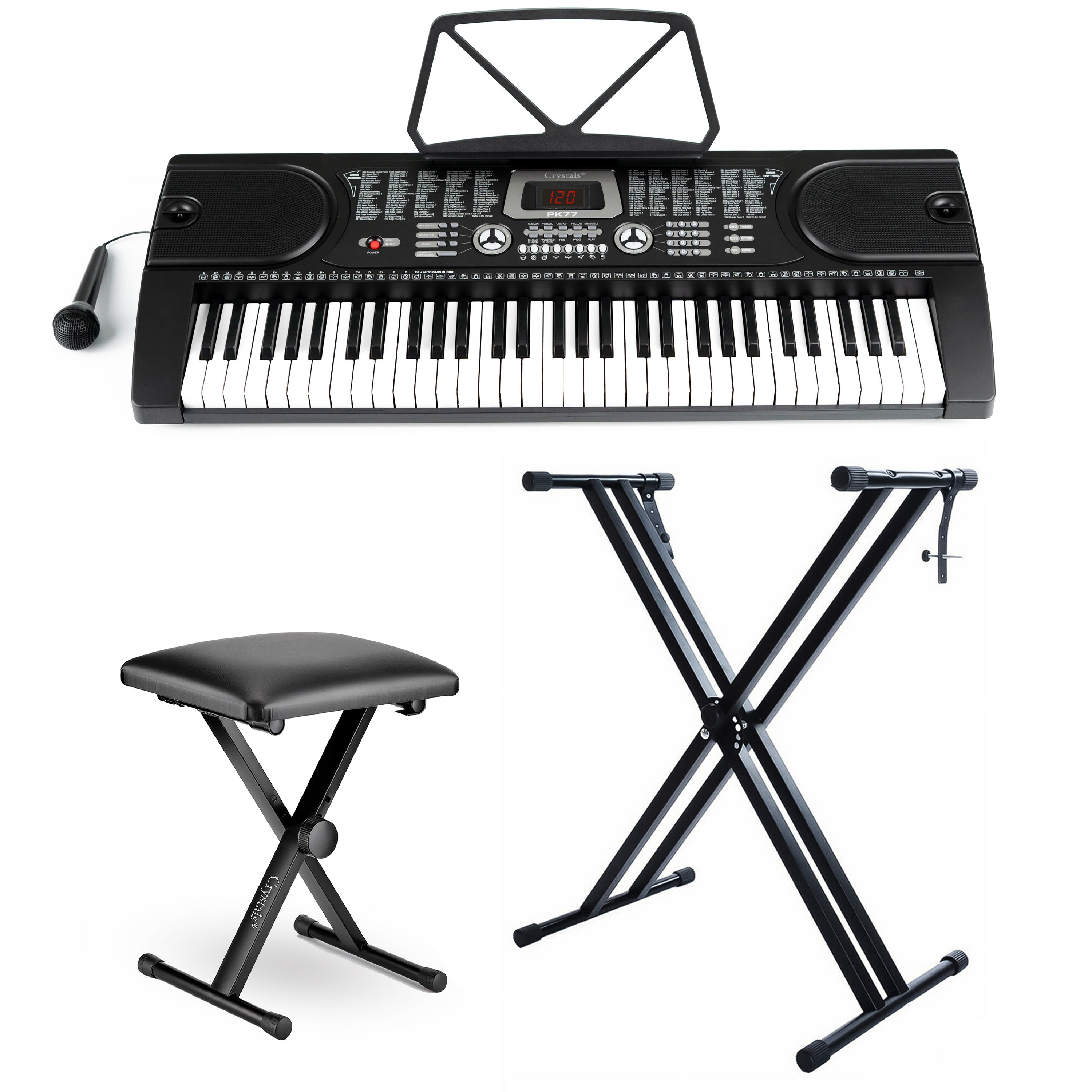 61 Keys Electronic Keyboard Piano + Stand & Music Chair – ESCOPLAN